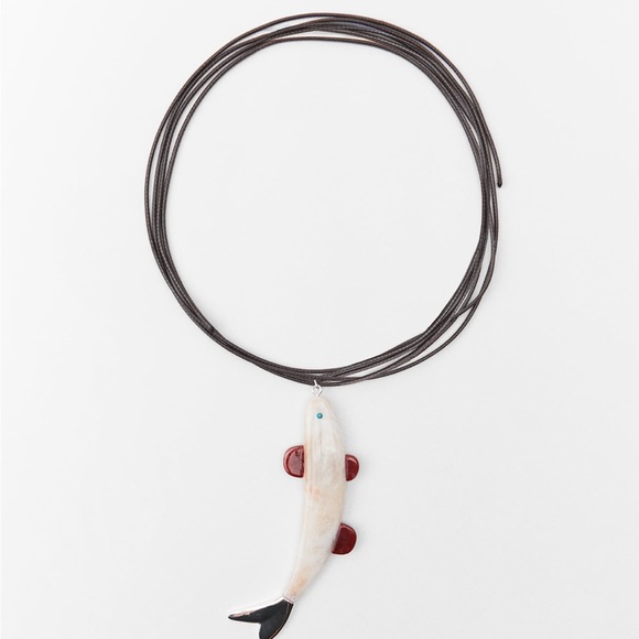 Zara | Jewelry | Zara Limited Edition Fish With Leather Belt Necklace ...